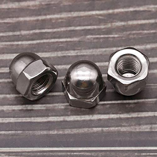 M6-1.0 Acorn Cap Hex Locknuts 30 PCS 304 Stainless Steel 18-8, Bright Finish