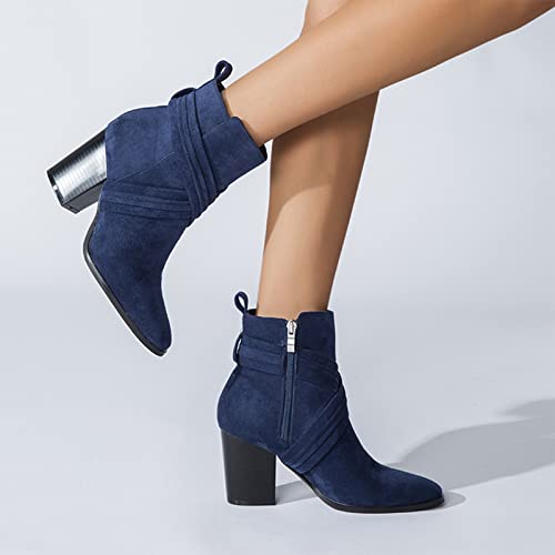 FASDNENDYS Shoes Fashion Boots Boots Characteristic Ankle Boots Women's Mid-Length Thick-Soled Women's Boots Wrangle Boot Blue