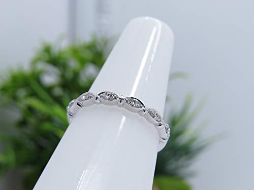 Dazzlingrock Collection 0.10 Carat (Ctw) Round Lab Grown White Diamond Women Wedding Stackable Band in 10K White Gold, Size 7