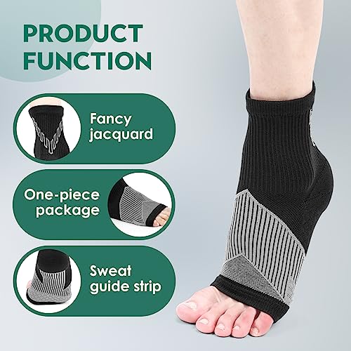 SIATELOO Ankle Brace Compression Socks For Women & Men,2 Pair, Plantar Fasciitis Sleeves with Foot Arch Support Reduces Swelling & Heel Spur Pain(as1, alpha, l, regular, regular,Gray and pink)