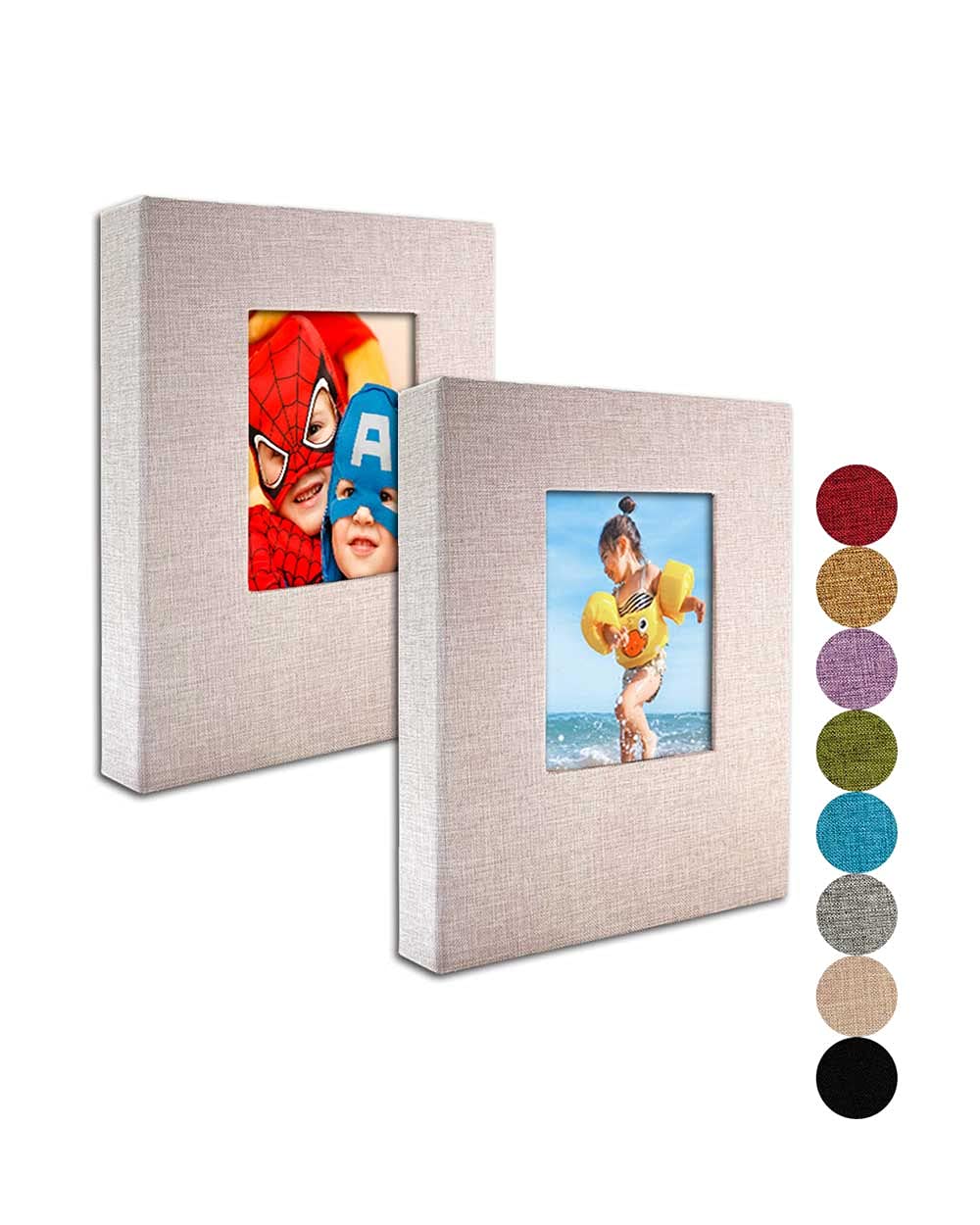 Small Photo Album 4x6 β Clear Pages, Linen Cover with Front Window, Pack of 2, Each Small Album Holds 52 Photos, Small Brag Book Photo Album for 4x6 Photos, Blue Fabric