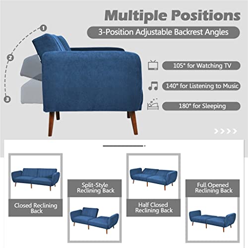 Walnut Convertible Futon Sofa Bed Adjustable Couch Sleeper W/Wood Legs Elegant and Fashionable Appearance (Color : C)