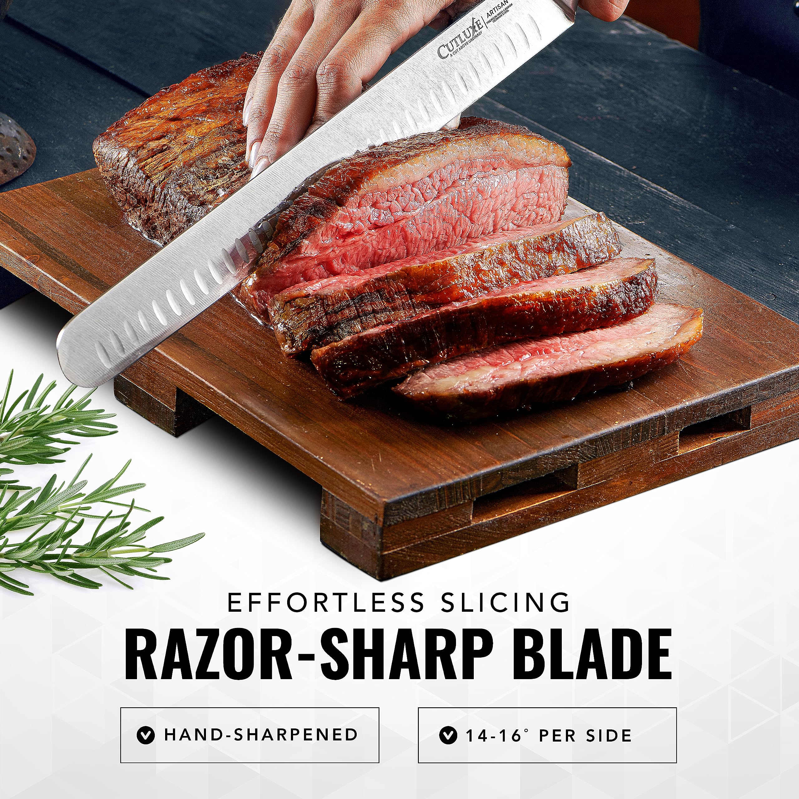 Cutluxe BBQ Carving Knife Set β Brisket Slicing Knife and Boning Knife for Meat Cutting β Professional Knife with Razor Sharp German Steel, Full Tang, Ergonomic Handles β Artisan Series