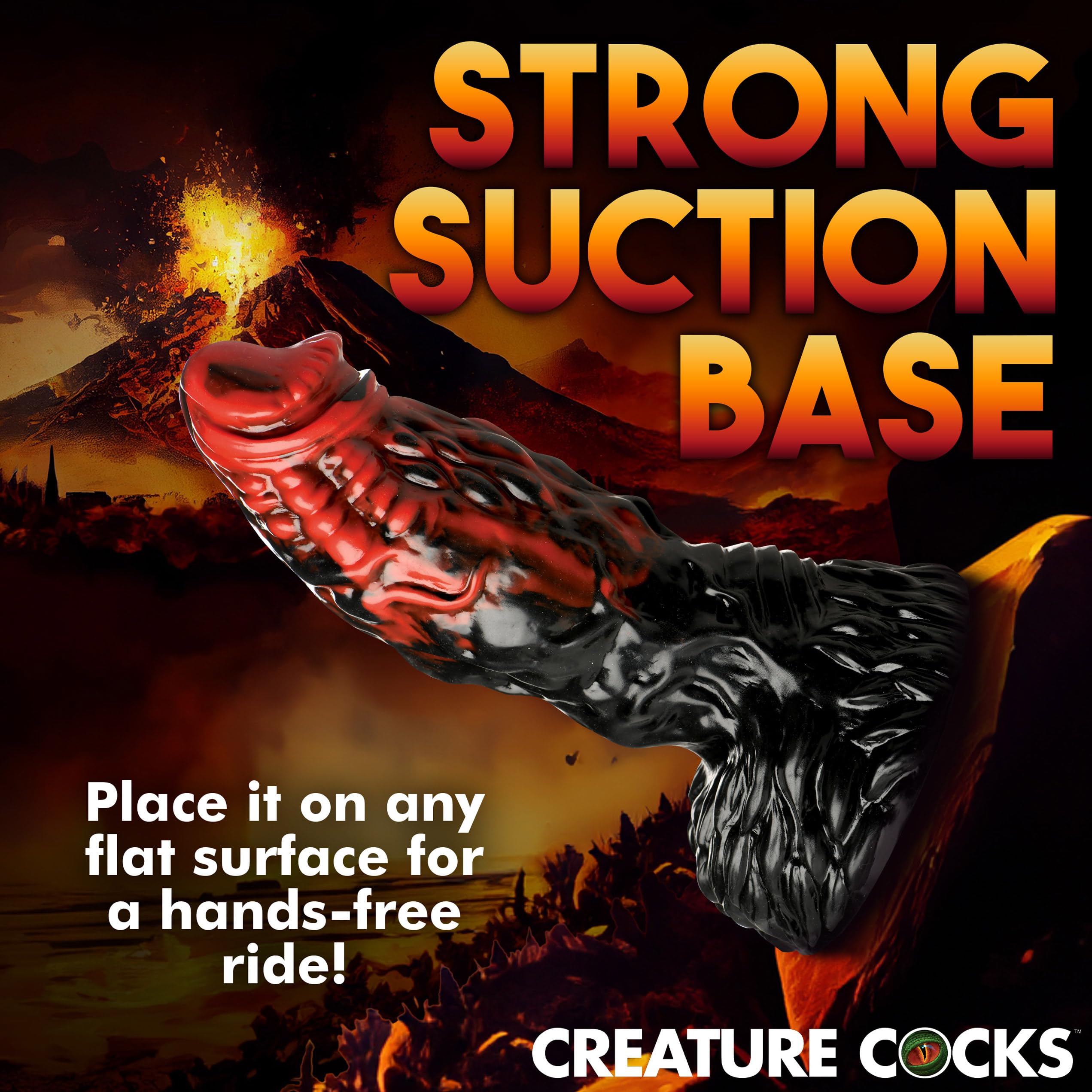 CREATURE COCKS Vulcan Silicone Dildo for Men, Women & Couples. Firm and Flexible, Strong Suction Base, Fantasy Dildo, Unique Texture. Premium Phthalate-Free & Body-Safe Silicone. 1 Piece, Red
