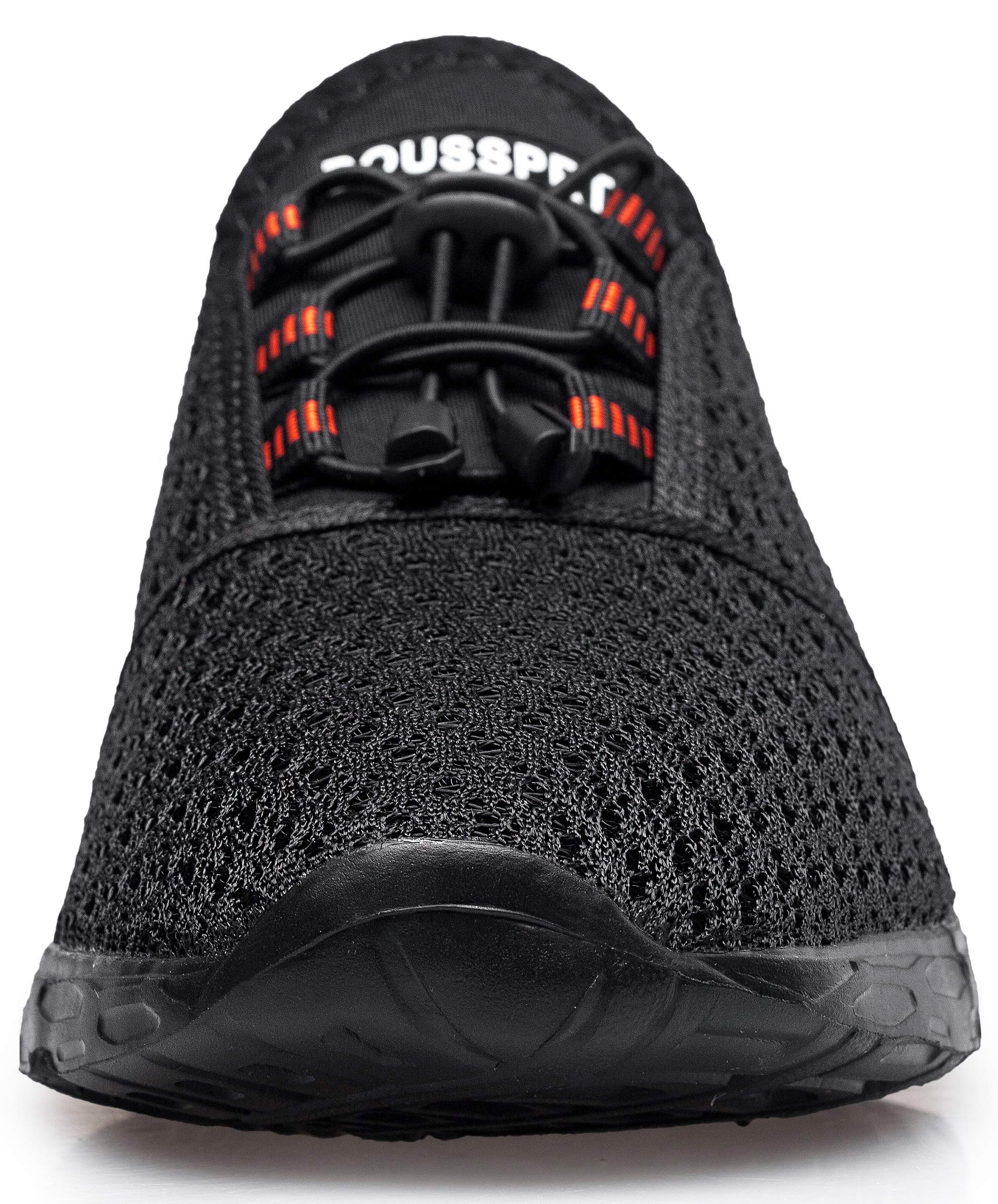 DOUSSPRT Men's Water Shoes Quick Drying Sports Aqua Shoes Dark Allblack Size 9.5