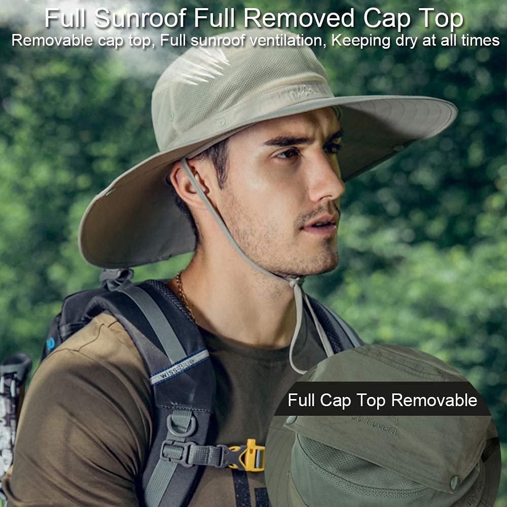Cooltto Wide Brim Sun Hats with Waterproof Breathable for Fishing, Hiking, Camping,for Men Women Kids Light Gray