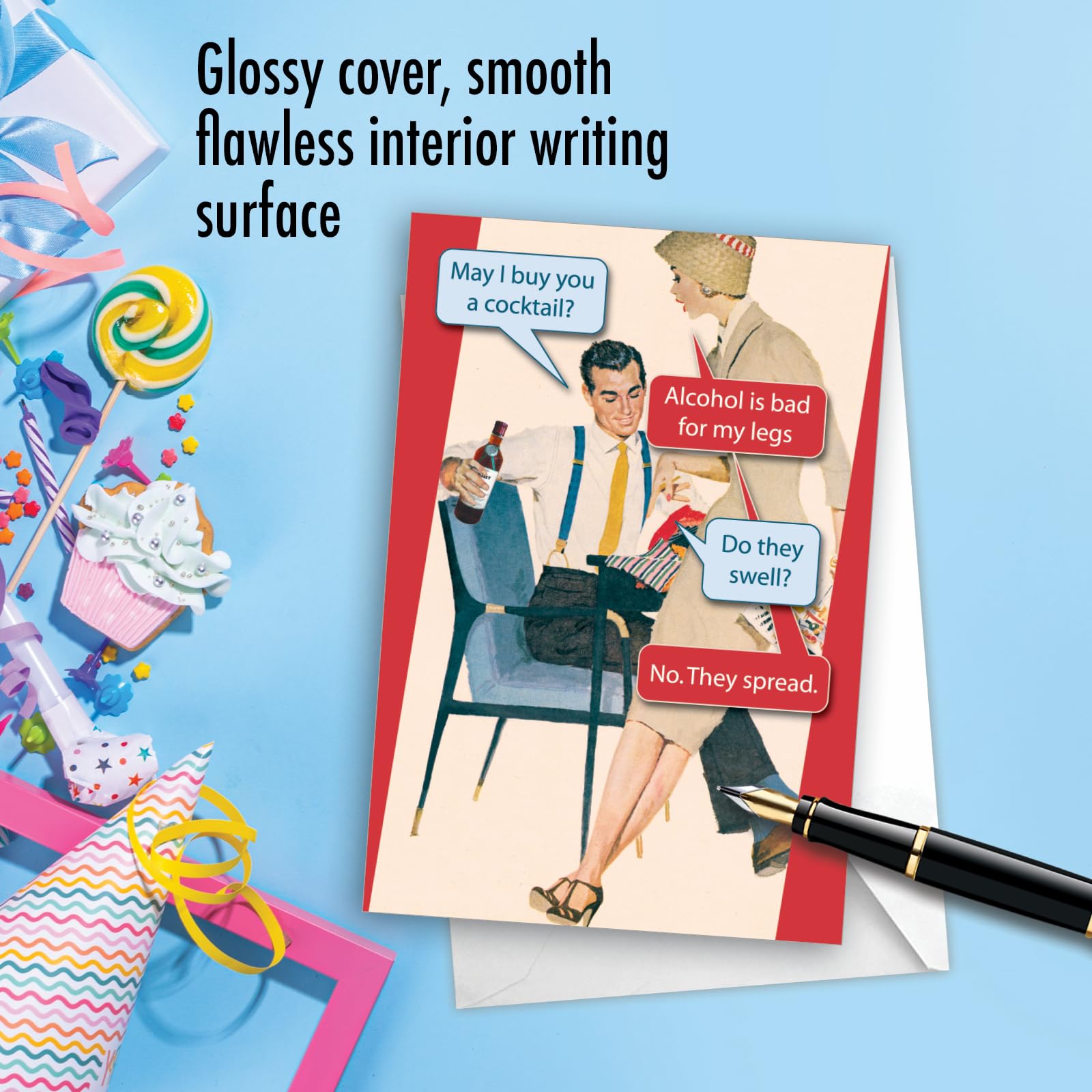 NobleWorks - Funny Retro Birthday Card with Envelope - Adult Humor, Celebration Greeting - Bad For Legs 0754