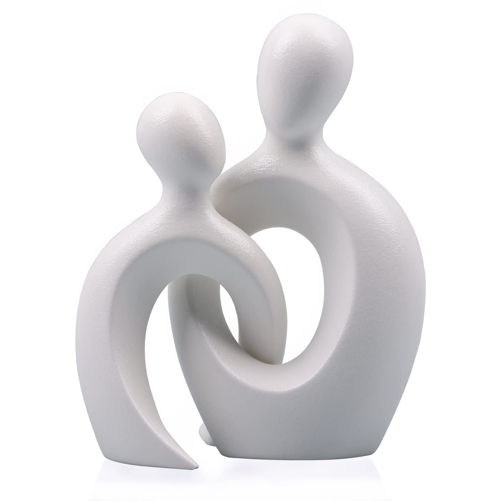 DOVDOV Ceramic Couple Statue, Modern Home Decor Statue, White Home Decor, Romantic Snuggle Abstract Couple Art Sculpture, Living Room Office Bookshelf Bedroom Decorations, (A)
