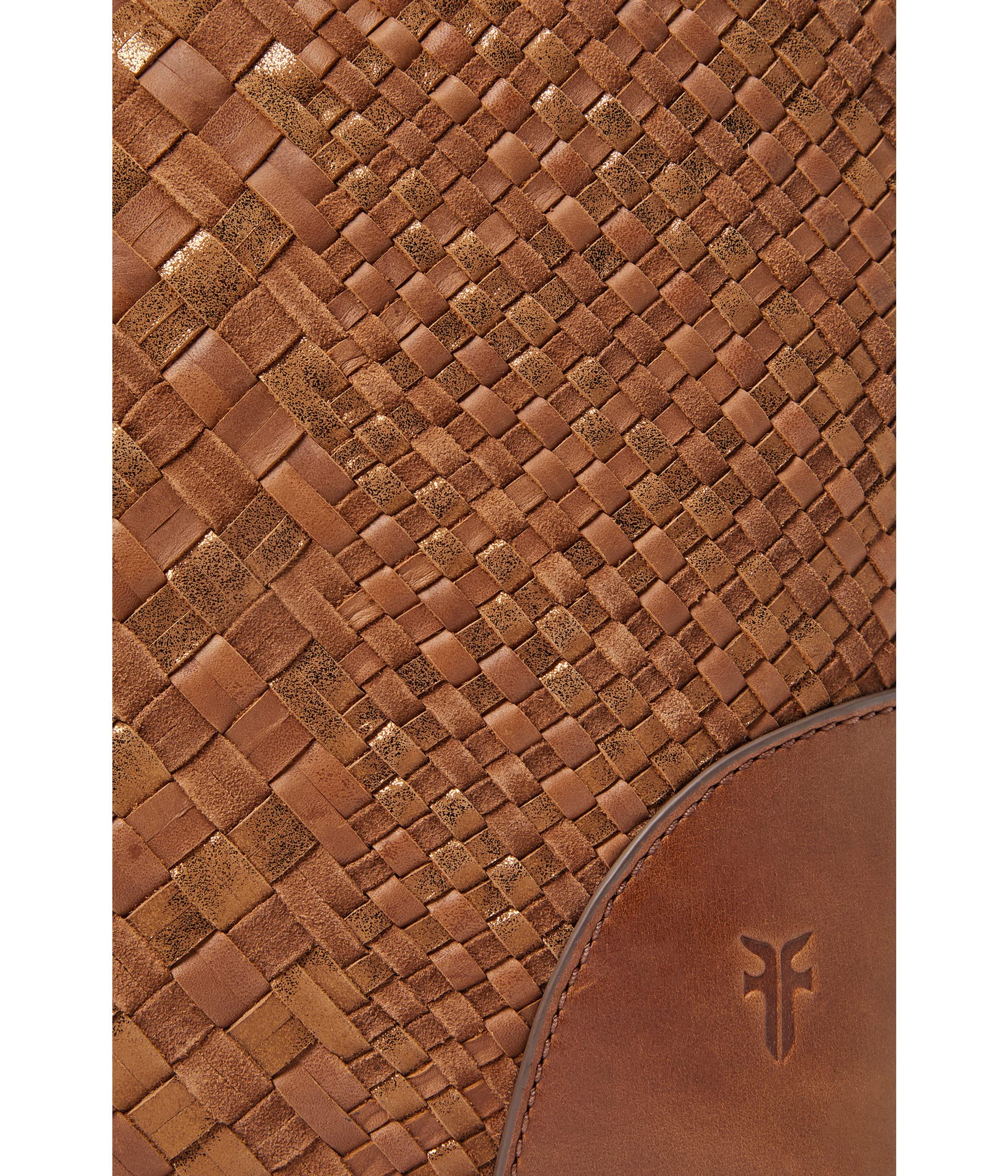 Frye Melissa Metallic Basket Woven Shopper Cognac One Size