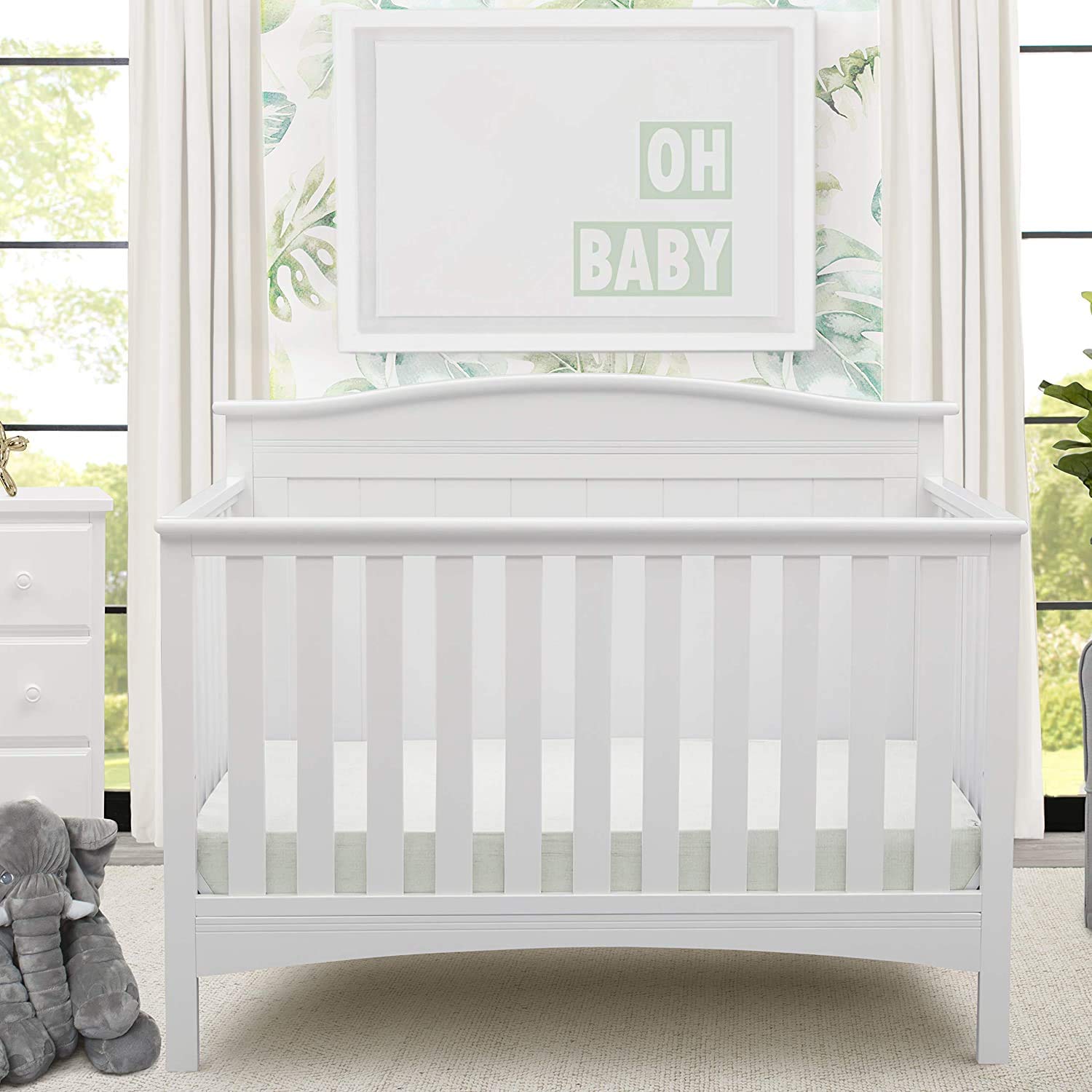 Delta Children Bennett 4-in-1 Convertible Baby Crib, Greenguard Gold Certified, Bianca White