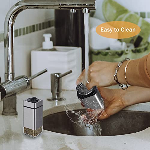 Salt and Pepper Shakers by Aelga, Salt Shaker with Adjustable Pour Holes, Glass Salt Pepper Shaker Set, Perfect for Black Pepper, Kosher and Sea Salt