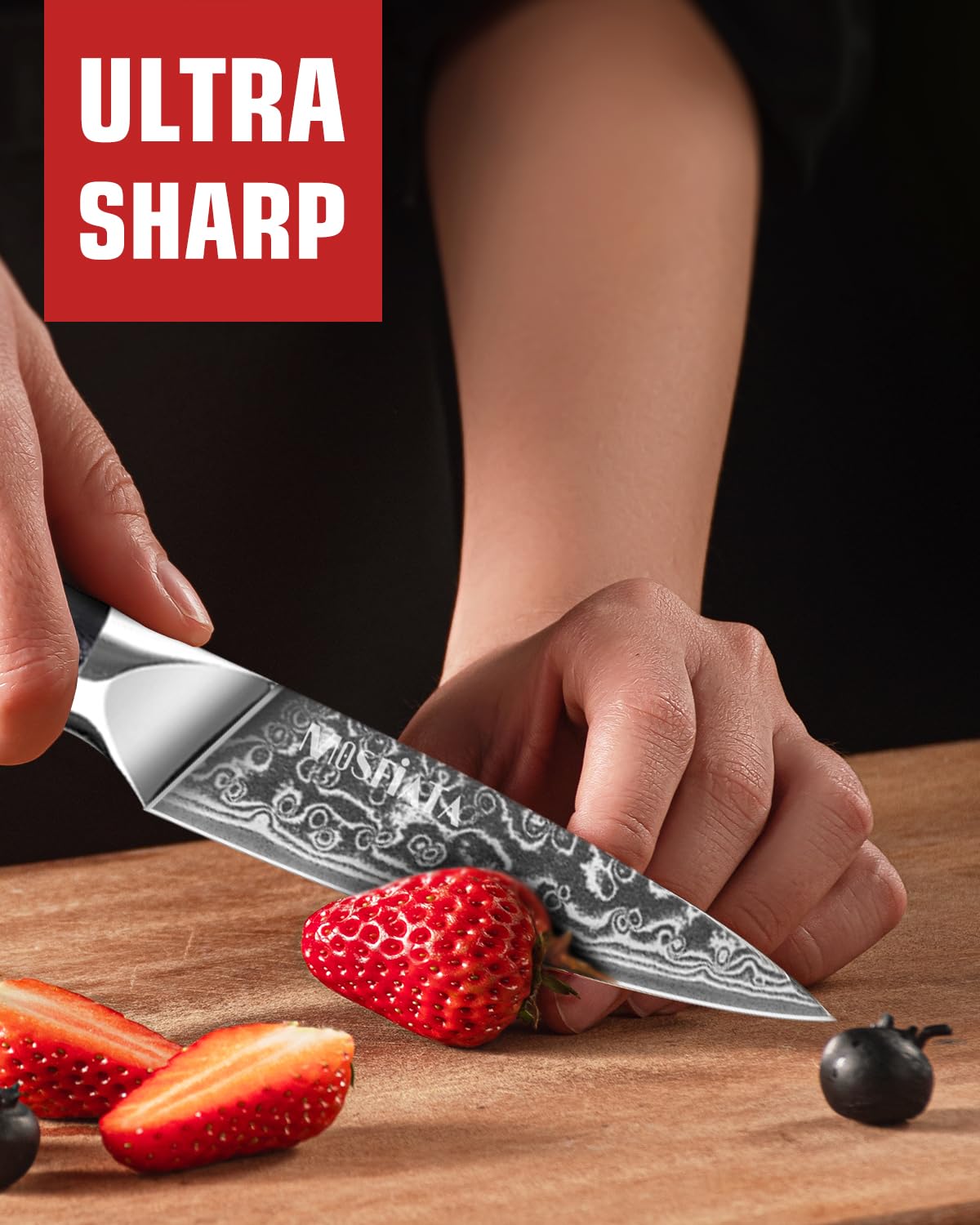 MOSFiATA Kitchen Knife ,Damascus paring Knife 3.5 inch Fruit Knife