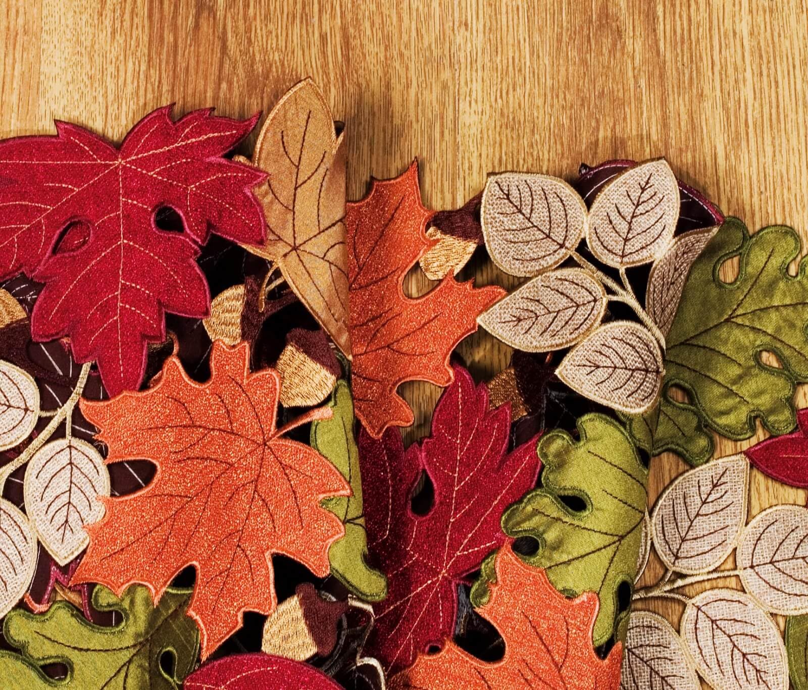 KEVA Fall Table Runner 72inches Long, Autumn Maple Leaves Table Runner 13x72 inch for Thanksgiving Kitchen and Table Decoration, Harvest Fall Farmhouse Rustic Embroidered Thanksgiving Table Runner