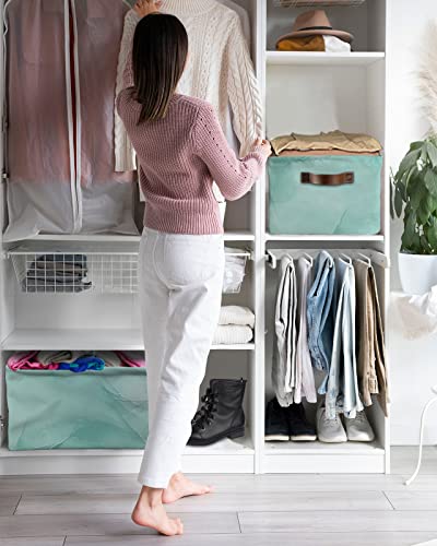 Large Storage Baskets Bins Green Marble Collapsible Storage Box Laundry Organizer for Closet Shelf Nursery Kids Bedroom Aqua Nature Stone Agate