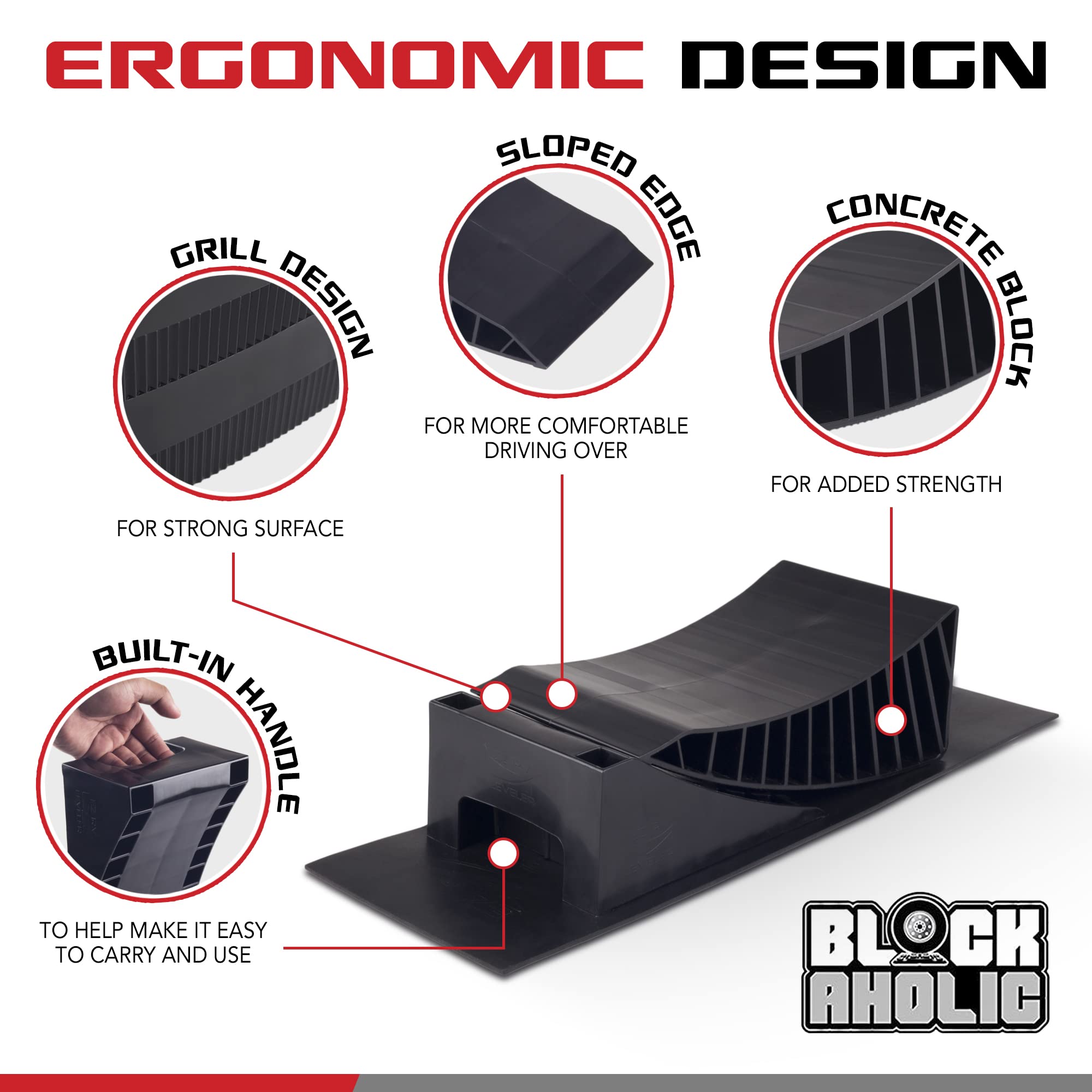 EZ RV Leveler - Curved Leveling Ramp with Chocks and Rubber Mat - RV Trailer Camper Leveling Blocks - 1 Pack for Single Axle Campers