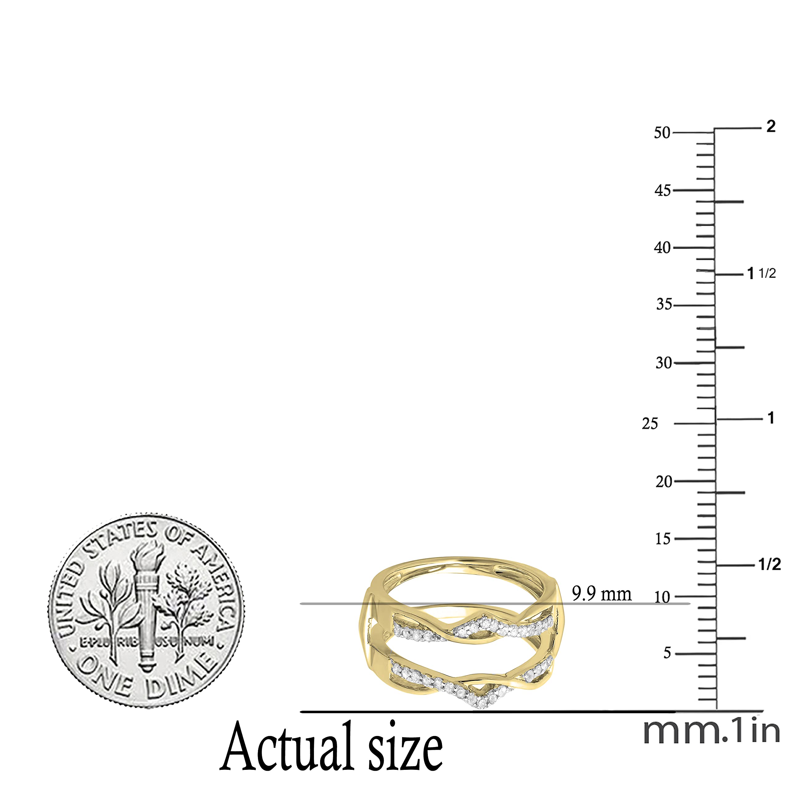 Dazzlingrock Collection 0.25 Carat Round White Diamond Twisted Chevron Wedding Enhancer Ring for Women in 14K Yellow Gold Size 9