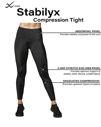 CW-X Women's Stabilyx Joint Support Compression Tight, Black, Small