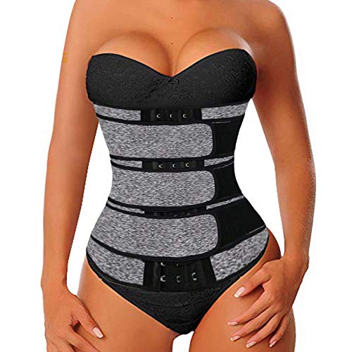 Women's Waist Trainer Corset Trimmer Belt Slimming Body Shaper Sports Girdle Waist Cincher Shapewear Grey
