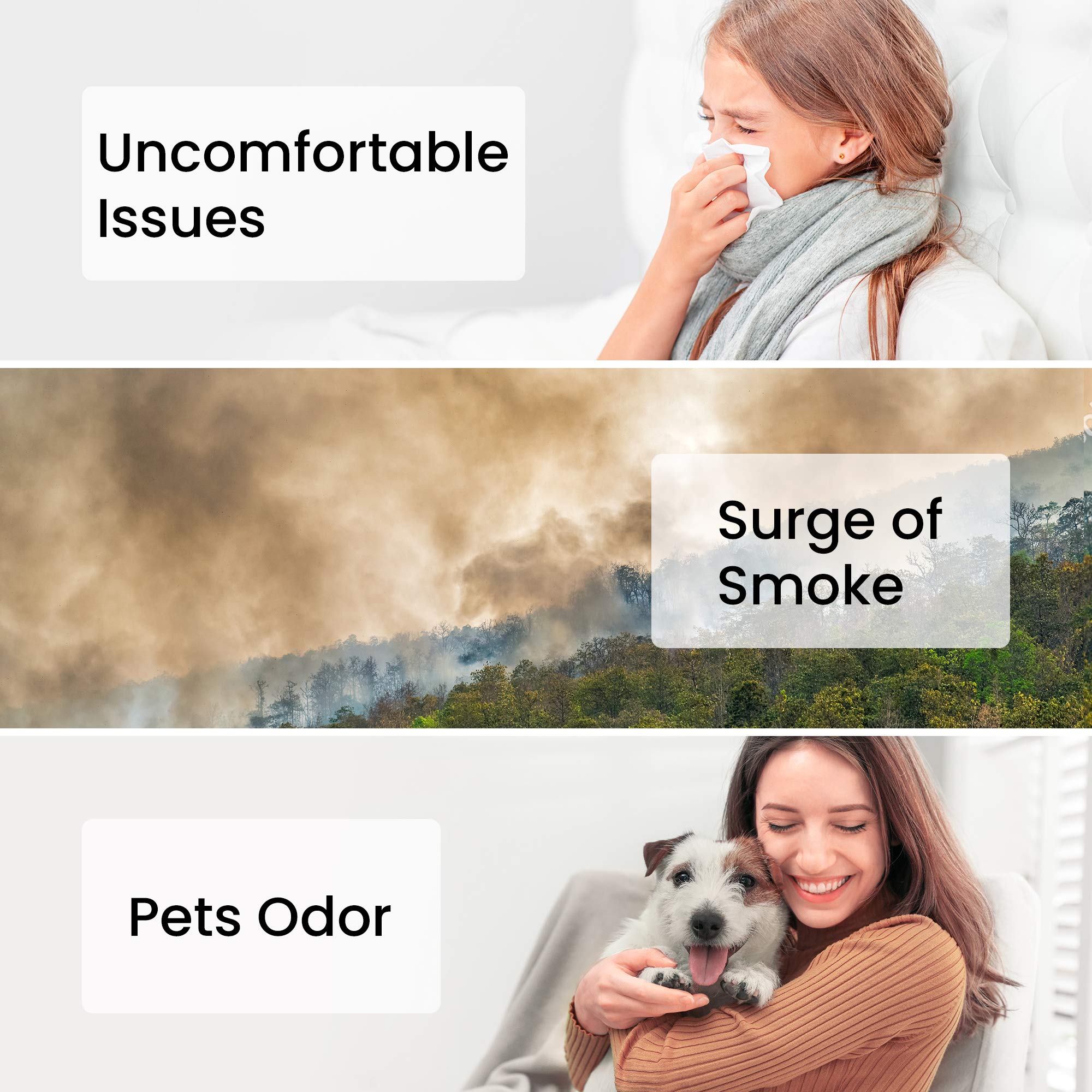 smartmi Air Purifier Filter Replacement - H13 True HEPA Filter, Activated Carbon, Preliminary Filters and Inner Filter- Traps Odors, Smog, and Smoke at Home, Office