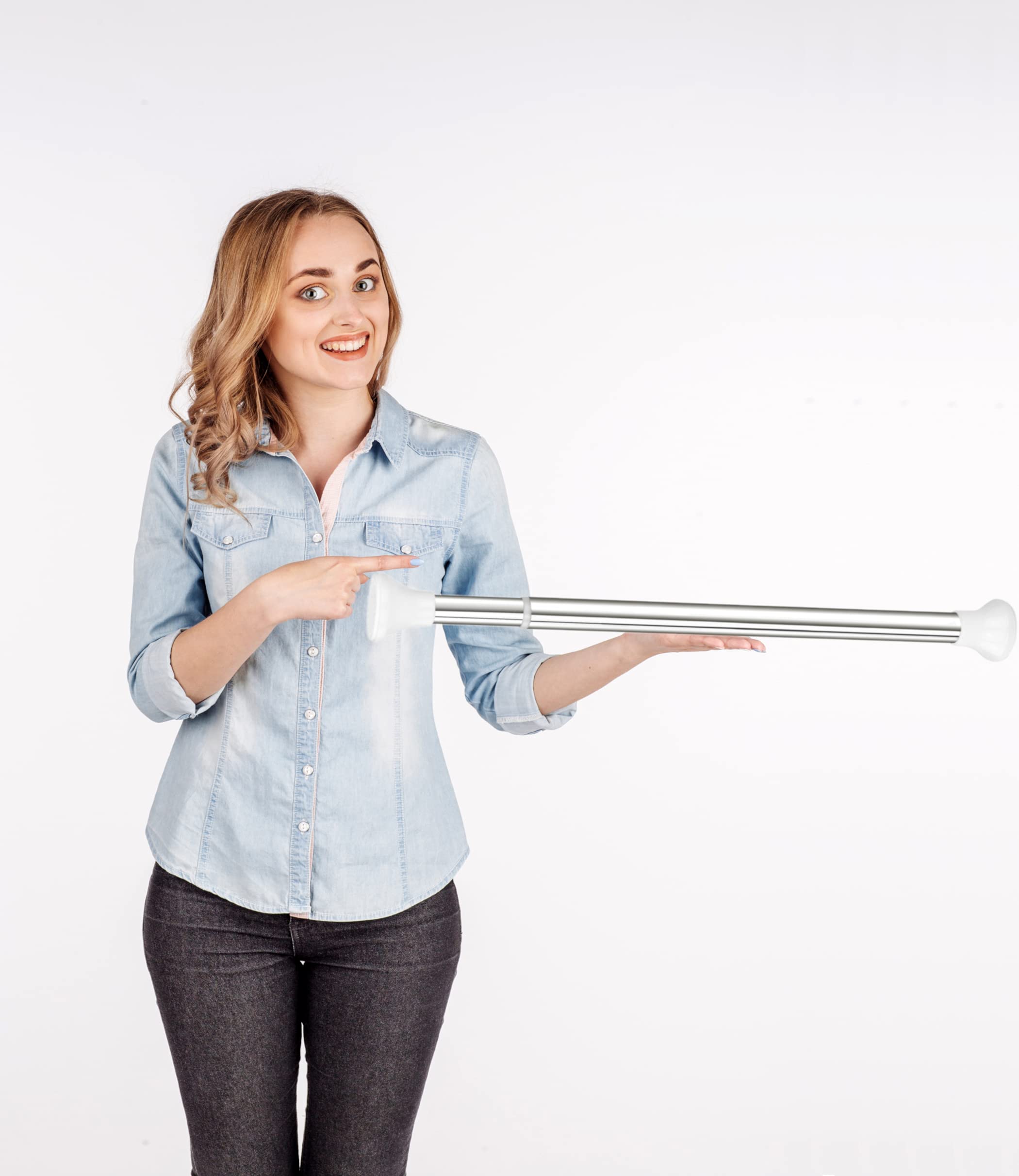 Deluxe Stainless Steel Sliding Door Guard Adjustable 23–40 inches w/White Caps - Feel Safe at Home with This Adjustable Home Security Bar 1" Dia. (1)