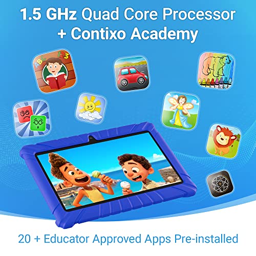 Contixo V8 Kids Tablet, 7" Kids Learning Tablet Bundle - Parental Control, WiFi Dual Camera, Teacher Approved Tablet for Kids, Kids Bluetooth Headphone & Tablet Bag Set