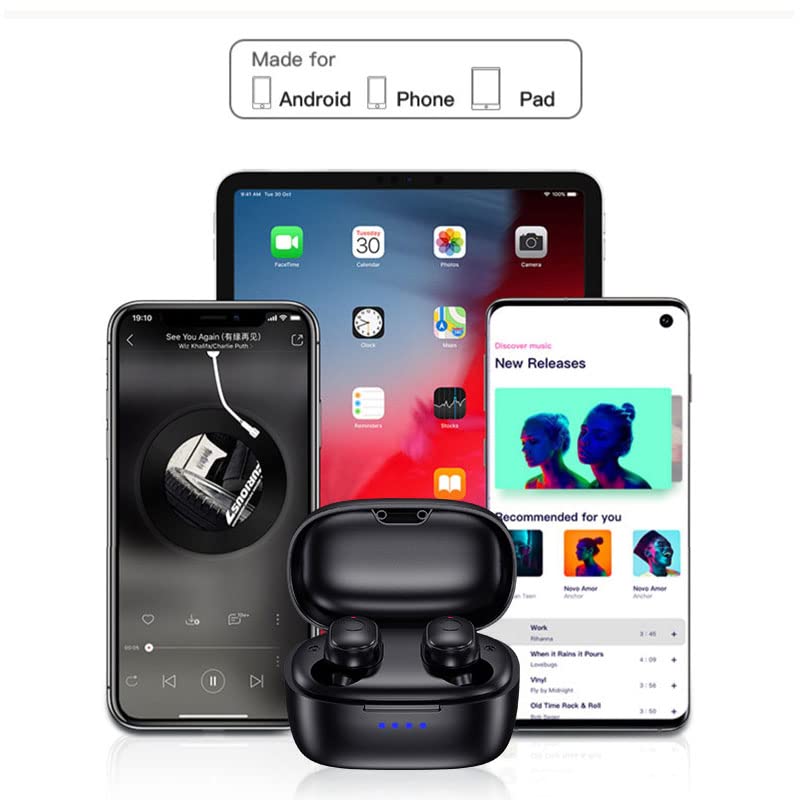 KENKUO Wireless Earbuds, 35Hrs Playtime Bluetooth Earbuds with Microphone, Immersive Premium Sound Ear Buds, Long Distance Connection, Wireless Earphones Compatible with iPhone & Android, White