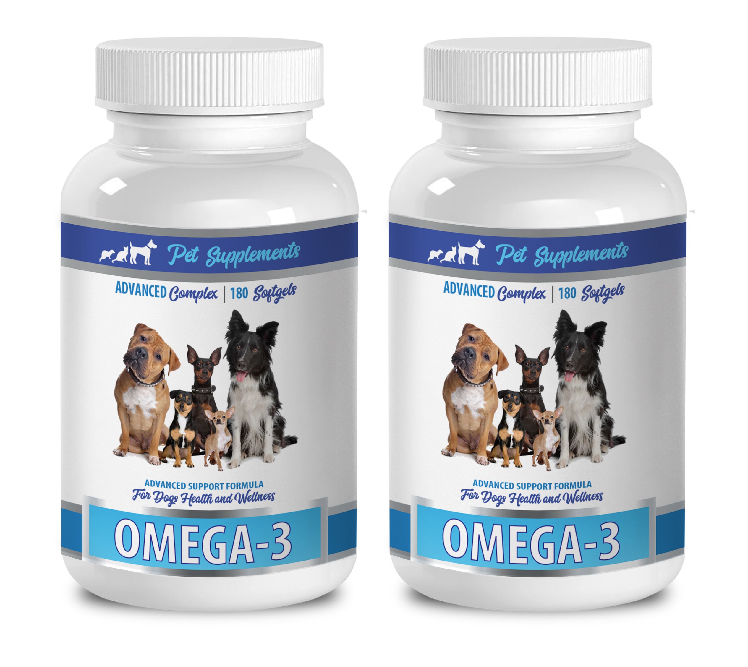 PET SUPPLEMENTS & NUTRITION LLC Dog Skin and Coat Treats - Dog Omega 3 Essential Fatty ACIDS - Advanced Formula - Hair and Coat Health - Natural - Dog Skin Dry - 2 Bottles (360 Softgels)