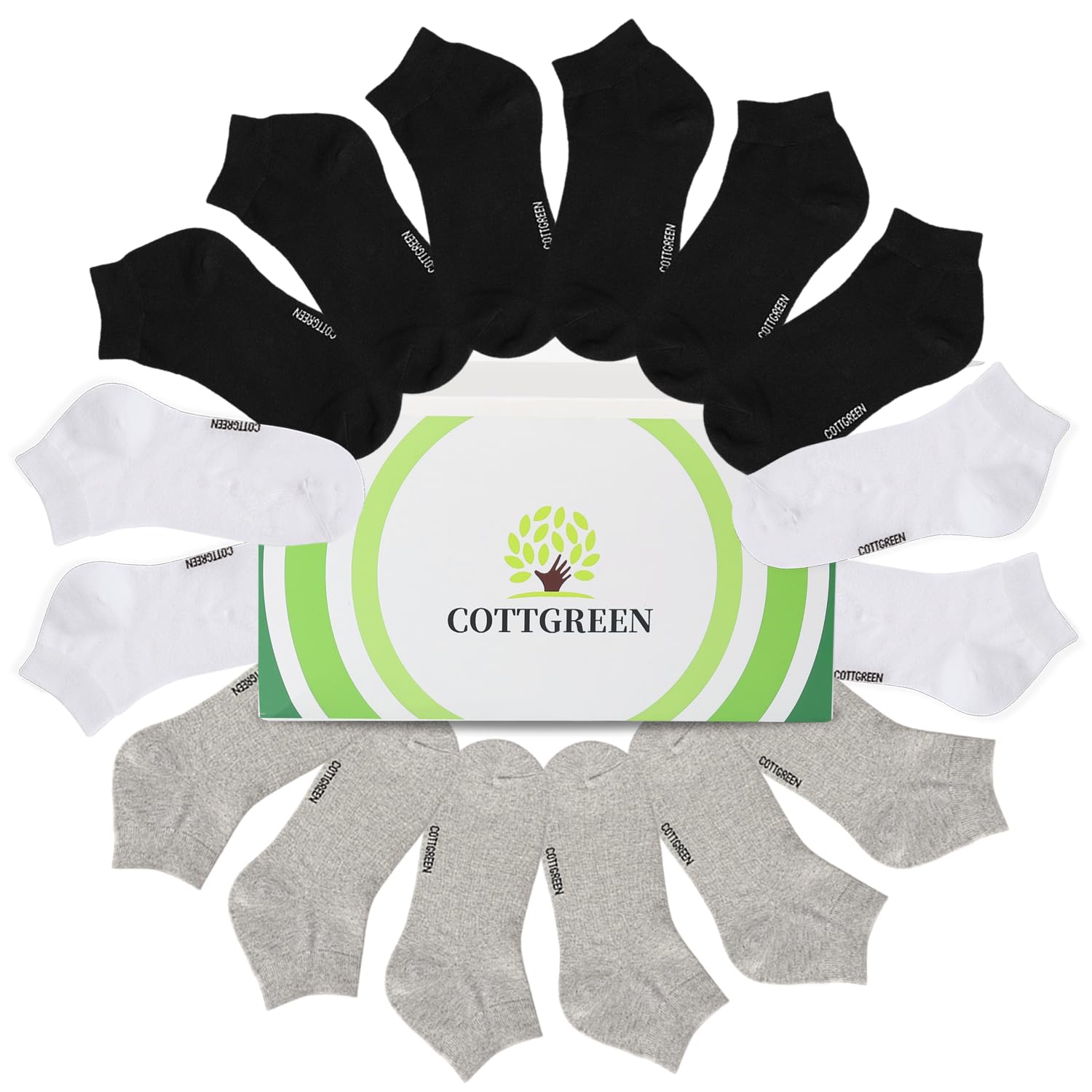 COTTGREEN Low Cut Ankle Socks Men|Men Short Socks Casual|Golf Athletic Socks For Men Size 6-12|8-pack(GREY)