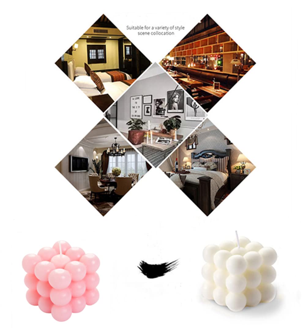 Pack of 2 Bubble Candles - Smokeless Cubed Soy Scented Candles, Aesthetic Home Decor Candles, Home Use and Gifting (White + Pink)
