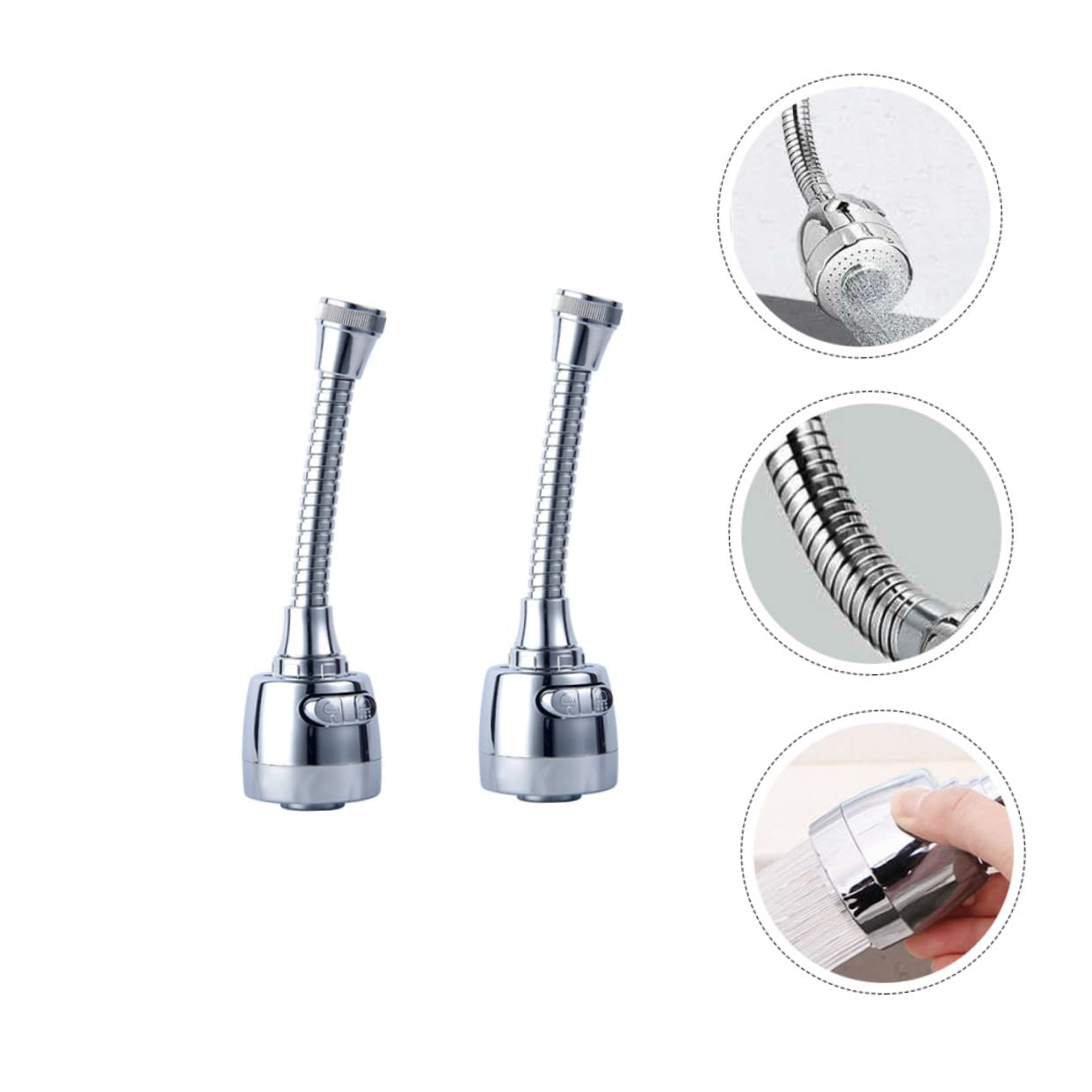 DOITOOL 2pcs Splash Extender Faucet Extension Tubes Faucet Aerator Extender Sink Tap Extender Faucet Head Replacement Swivel Faucet Bubble Sprayer Nozzle Appendix To Rotate Stainless Steel