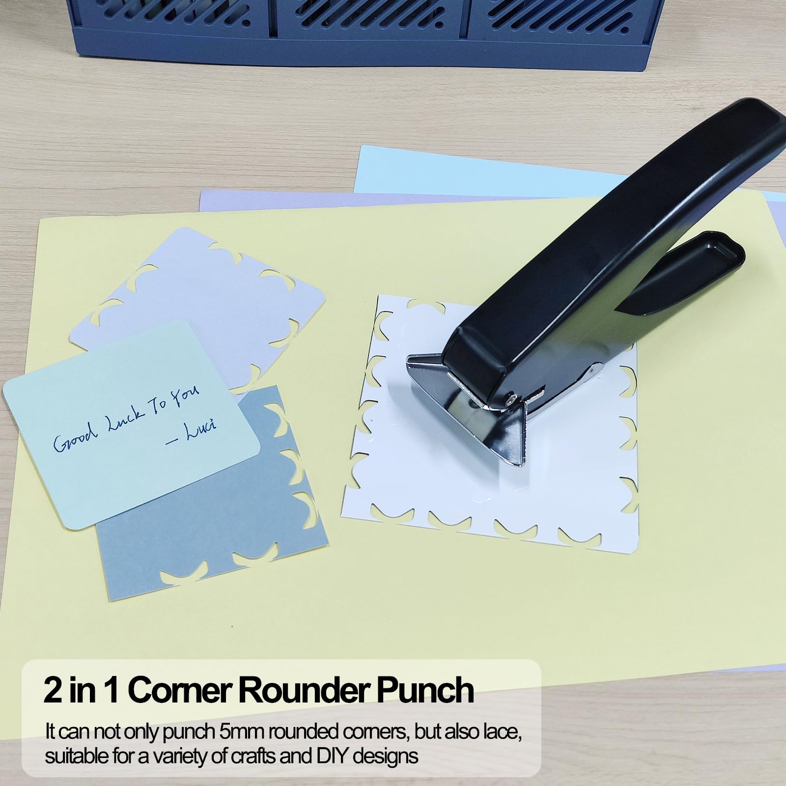 Dlicoda Corner Rounder, 2 in 1 Trimmer Cutter for Corners and Laces, Heavy Duty Round Corner Punch for ID Cards, Paper Crafts, Scrapbooking and Photos