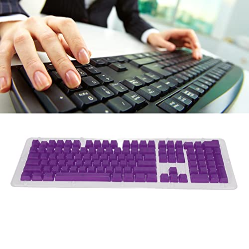 Full 108 Keys Keycaps, OEM Height Pudding DIY Transparent Keycaps Replacement Set for 61/87/104 Keys Mechanical Gaming Keyboard(Purple)