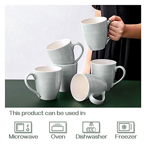 DOWAN Coffee Mugs, Coffee Mugs Set of 6, 17 Oz Ceramic Coffee Cups with Handle, Hot Cocoa Mugs, Mug Sets, Large Coffee Mug for Coffee Tea, Party, Gray