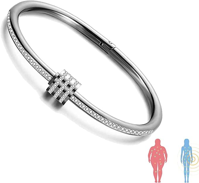 Goshenite Spinner Cuff, Beffini Goshenite Therm opure Spinner Cuff For Women Goshenite Spinning Cuff, TitaniumION Bangle