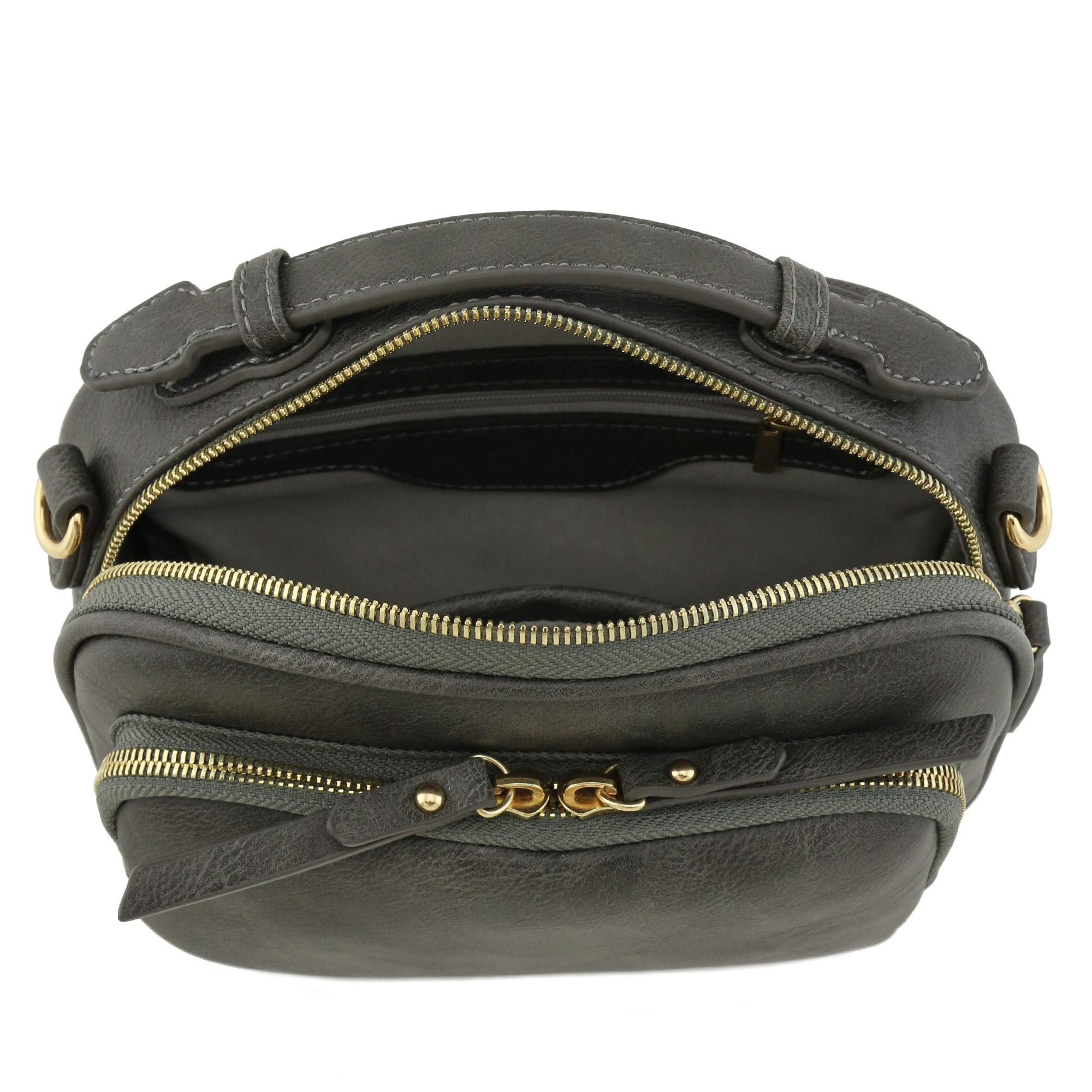 Top Handle Mini Satchel Bag Crossbody Purse (Charcoal Grey)