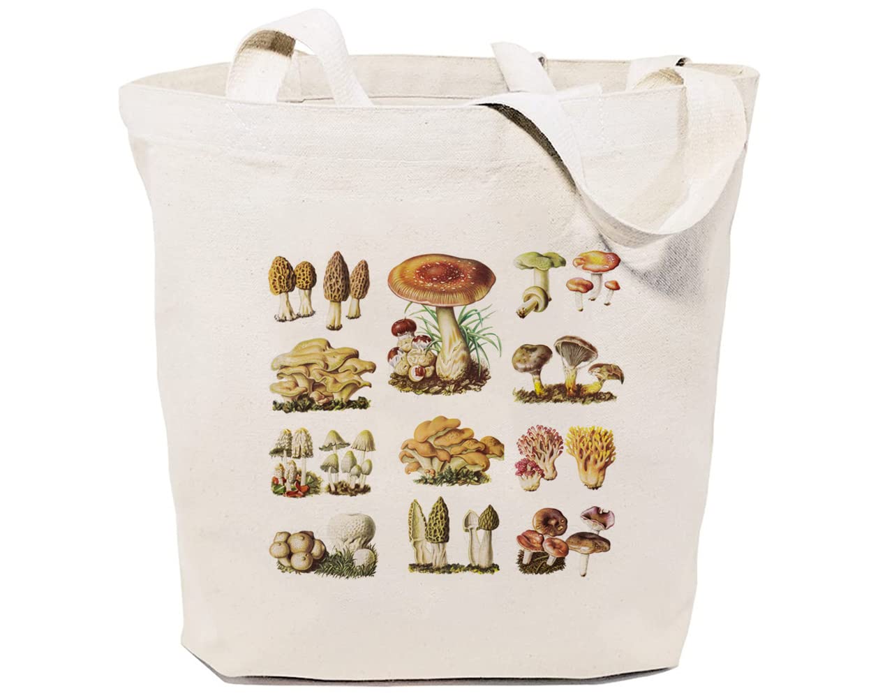 GXVUIS Vintage Mushrooms Canvas Tote Bag for Women Aesthetic Boho Reusable Grocery Shoulder Shopping Bags Girls Gifts White