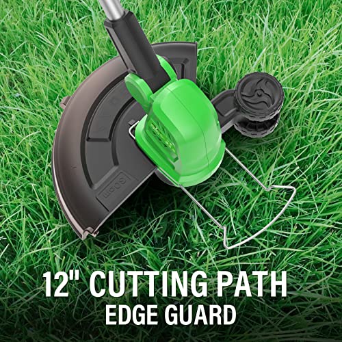 SOYUS Weed Wacker Cordless, 12 Inch String Trimmer Battery Powered with Battery and Charger, Lightweight Edger Trimmer with 8 Pcs Replace Spool Trimmer Lines