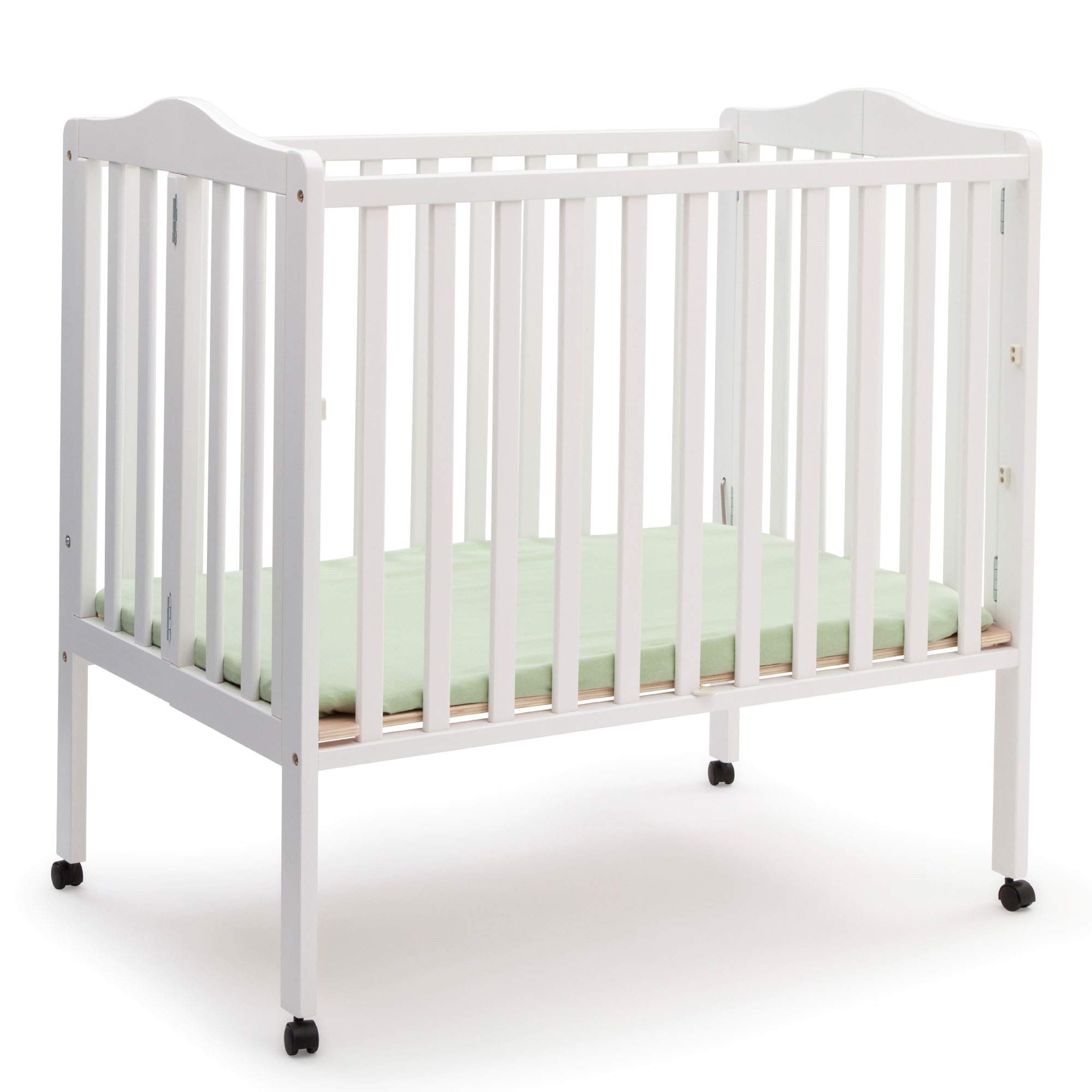 Delta Children Folding Portable Mini Baby Crib with Mattress Bundle