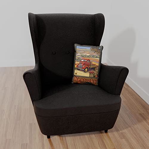 Kentucky Truck Canvas Throw Pillow for Couch or Sofa at Home & Office from Travel Artwork by Artist Paul A. Lanquist 13" x 19".