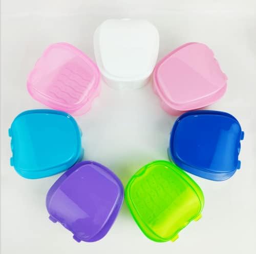 Denture Case, Denture Cup with Strainer,False Teeth Storage Box with Basket Net Container Holder for Travel, Retainer Cleaning (transparent Green)