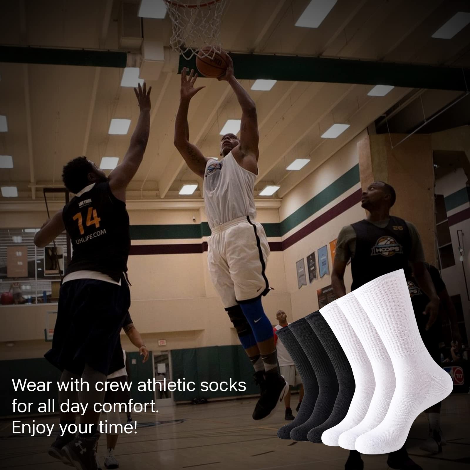 Eastroll Crew Socks Performance Cushioned Athletic Socks for Men and Women (6 Pairs)