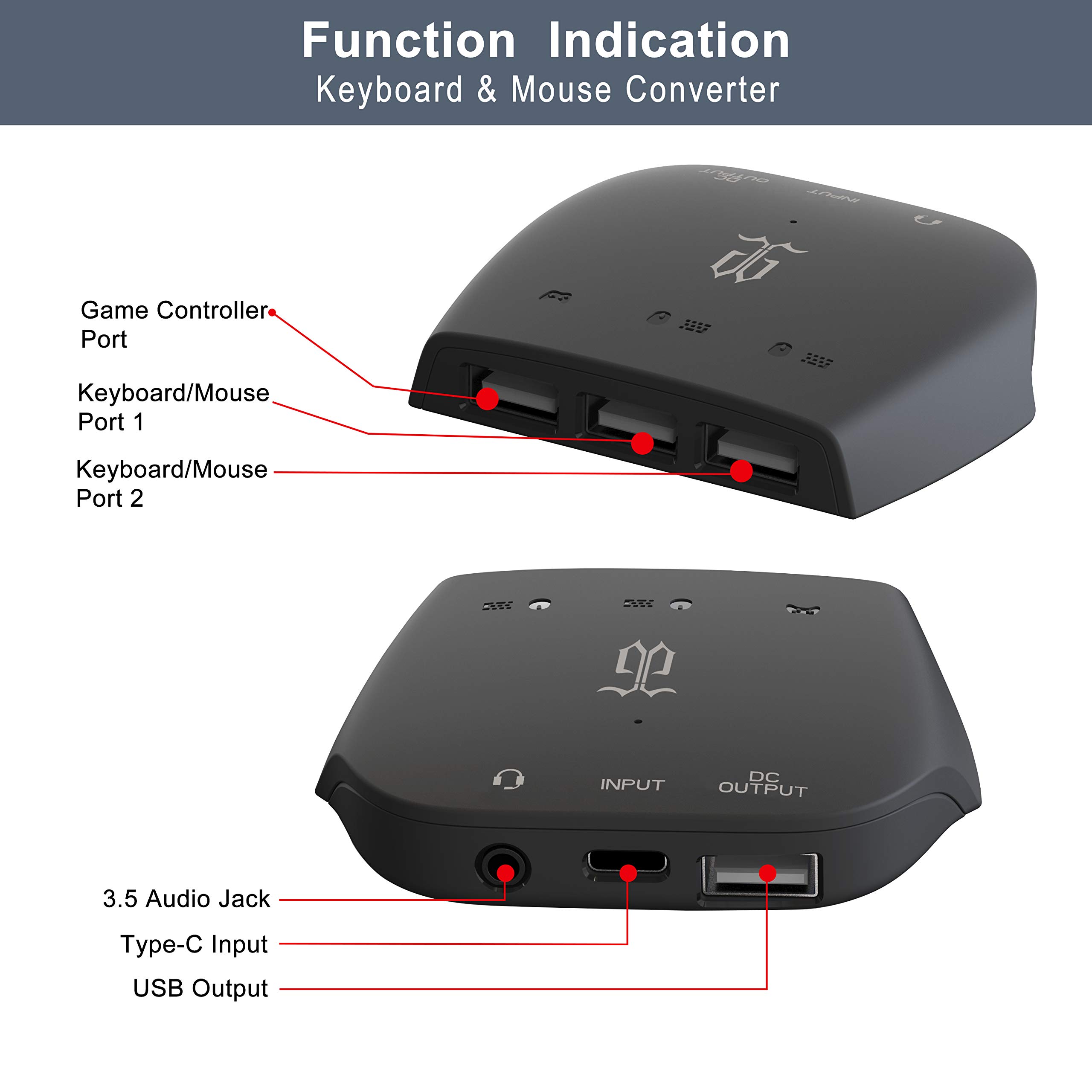 DGG [Support 3.5mm Headset] ST-C2 Keyboard and Mouse Converter Adapter for Switch/Xbox one/Xbox 360/PS4/PS3. Perfect for Games Like FPS,TPS,RPG and RTS,etc.