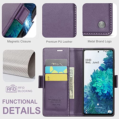 Samsung Galaxy S20 FE 5G Wallet Case,Magnetic Stand Flip Protective Leather Case Purse Style with RFID Blocking Card Holder Case Wallet for Samsung Galaxy S20 FE 5G 6.5 inch (Fashion Purple)