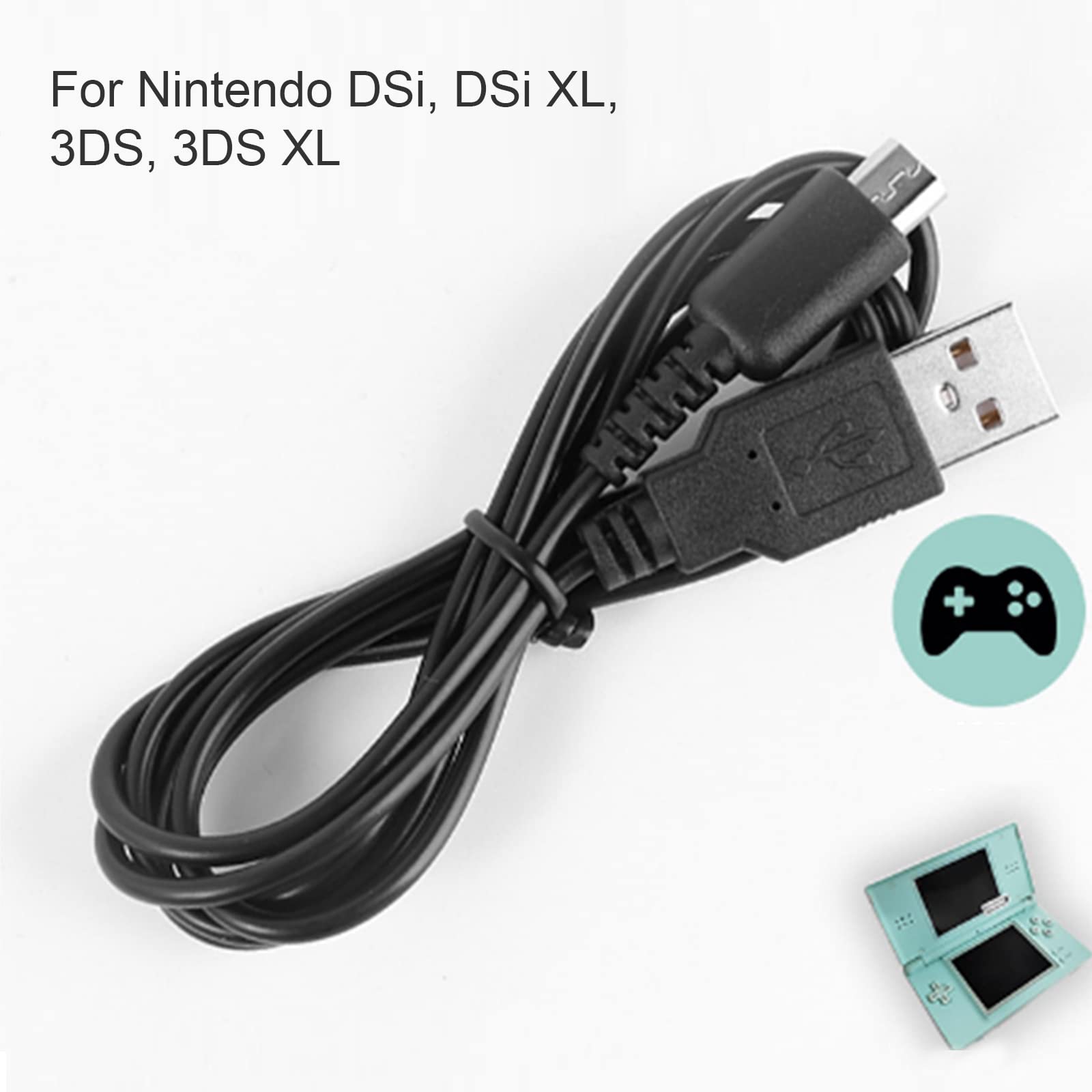 Coomoors DSi Charger,1.2M/4FT 3DS 2DS Lite Charger Cable Power USB Charging Cord for Compatible with Nintendo New 3DS/3DS XL/2DS/2DS XL/DSi XL Lite Black Wall Charger and Car Charger(2 Pack)