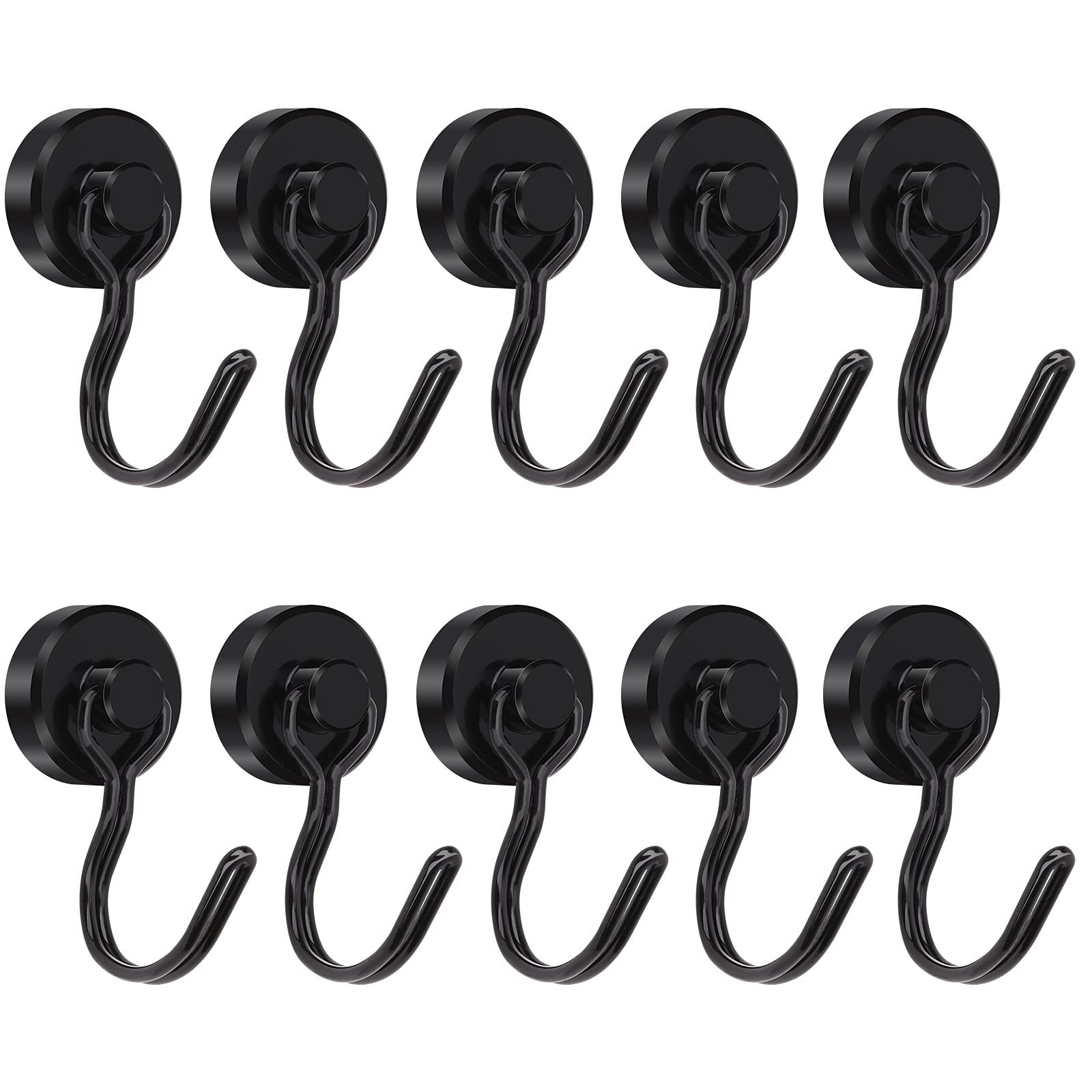 Magnetic Hooks,35Lbs Strong Neodymium Magnet Hook,for Hanging BBQ Grill Tools Pot Holders,Refrigerator,Cruise,Kitchen,Key Holder,Coat,(Black 10PACK)