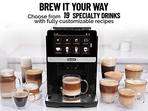 Zulay Magia Super Automatic Coffee Espresso Machine - Durable Automatic Espresso Machine With Grinder - Espresso Coffee Maker With Easy To Use 7β Touch Screen, 19 Coffee Recipes, 10 User Profiles