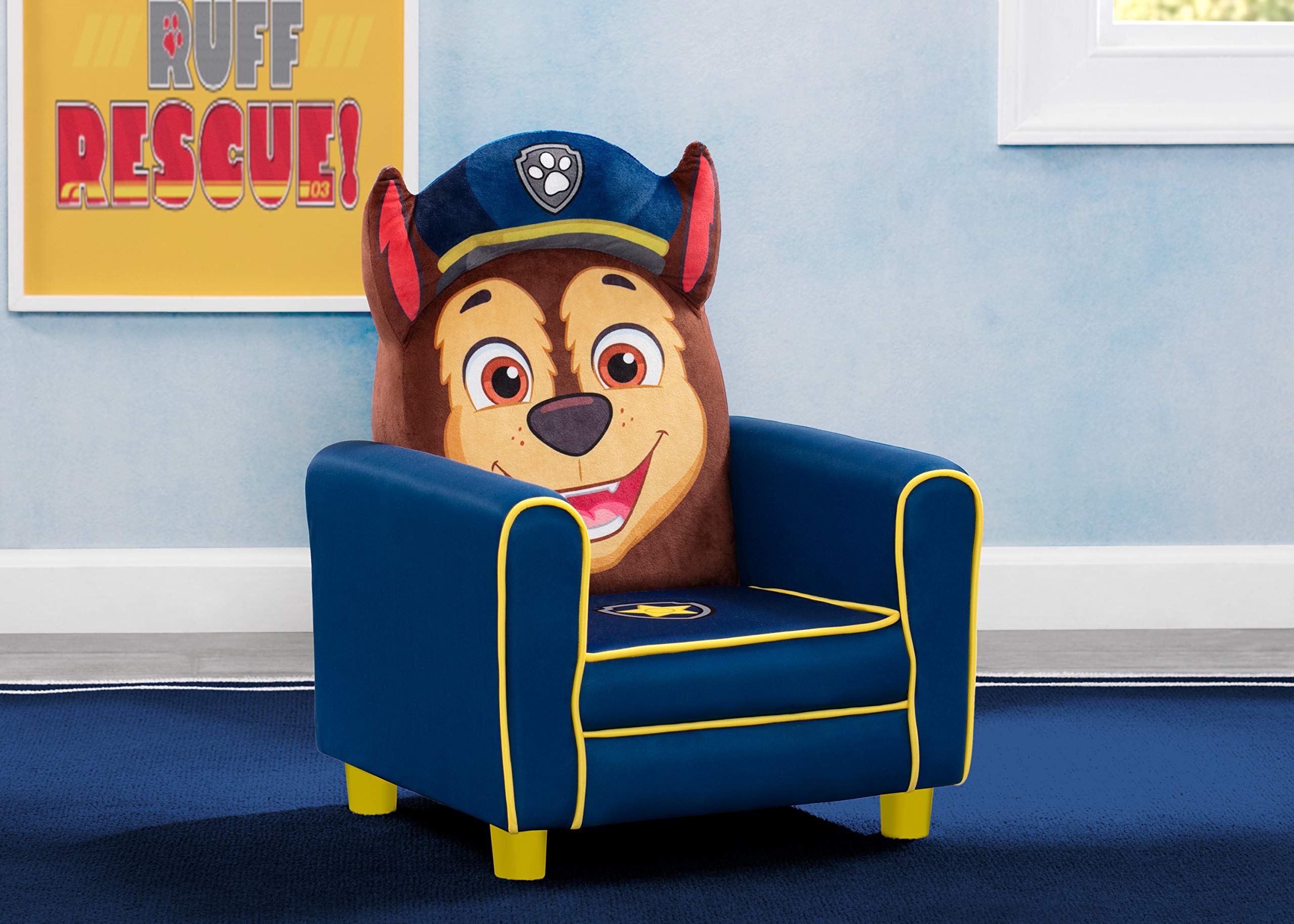 Delta Children Figural Upholstered Kids Chair, Nick Jr. PAW Patrol Chase,Wood, Blue