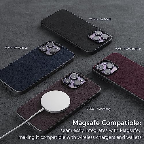 Deppa Alcantara case for iPhone 12 Pro (6.1') Shockproof Slim Magnetic Cover with Magsafe Wireless Charging [Genuine Italian Alcantara] Enhanced Camera Protection| (BlackBerry Black-9008)