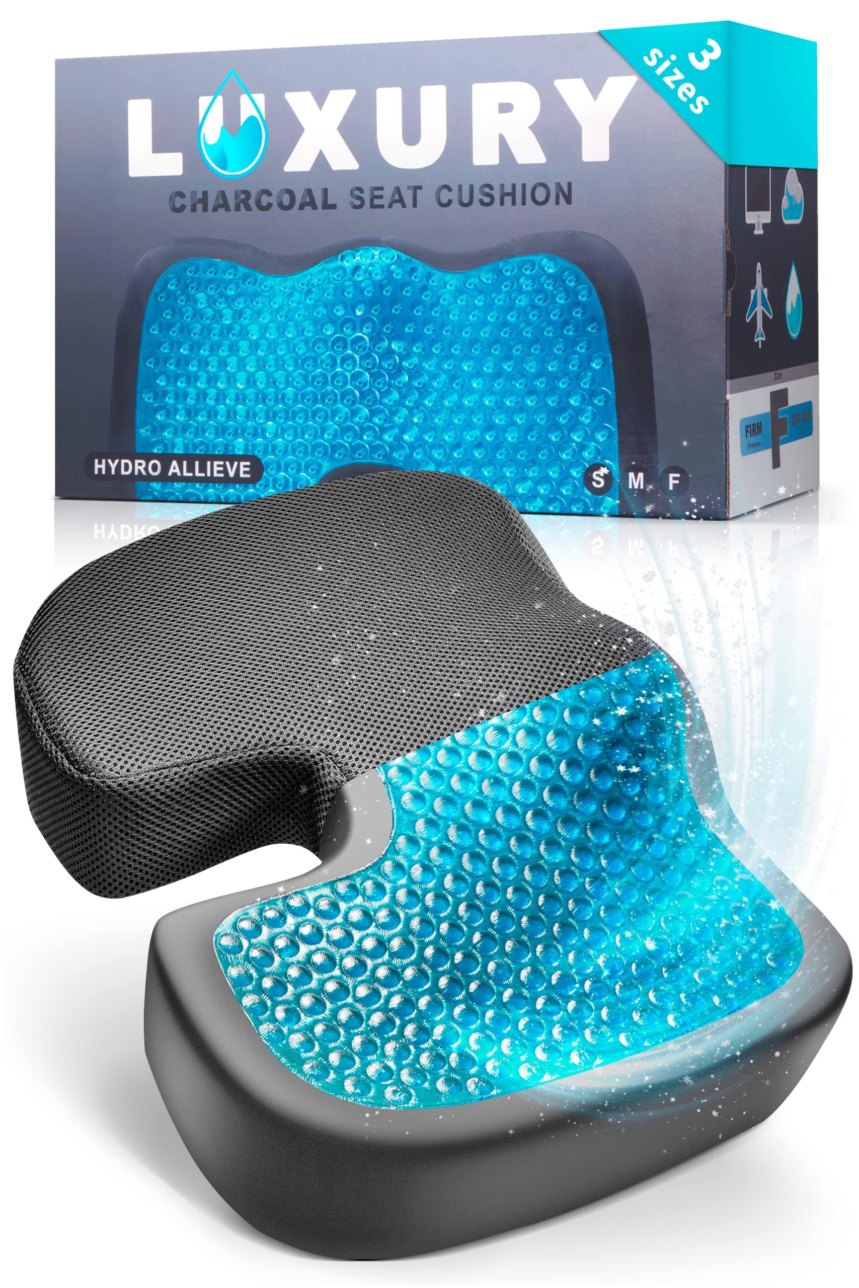 H. Gamer Seat Cushion for Gaming Chair, All-Day Butt Sitting Comfort for Gamers, Non-Slip Office Chair Seat Cushion for Tailbone Pain Relief - Coccyx, Sciatica, Travel, Car, Wheelchair (Firm)