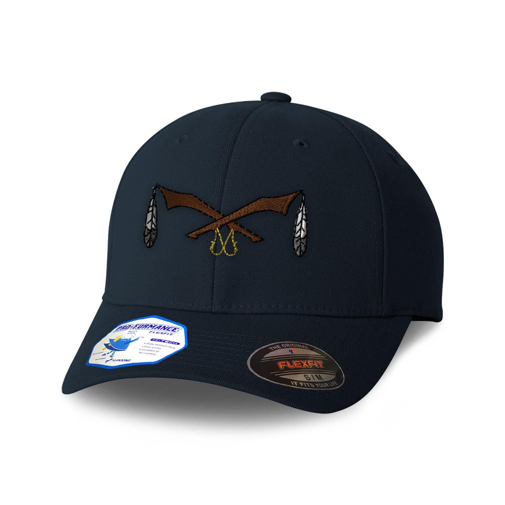 Custom Flexfit Hats for Men & Women Western Southwest Native American War Clubs Polyester Dad Hat Baseball Cap Small Medium Dark Navy Design Only